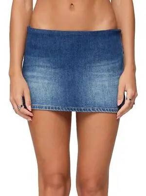 EDIKTED Archie Stretchy Denim Mini Skort - Blue