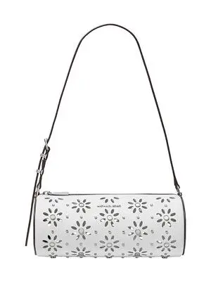 Michael Kors Izzy Small Floral Cutout Barrel Pouchette - Optic White