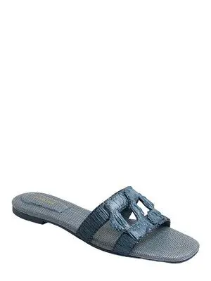 Simkhai Monogram Raffia Sandals - Indigo
