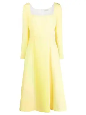 EMILIA WICKSTEAD Long-sleeve Flared Midi Dress - Yellow