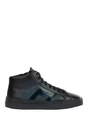 SANTONI Leather High-Top Sneakers