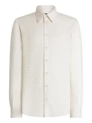 Dolce & Gabbana Martini Shirt In Logo Silk Jacquard - White