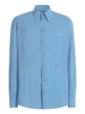 Dolce & Gabbana Gold Shirt In Silk Jacquard - Blue
