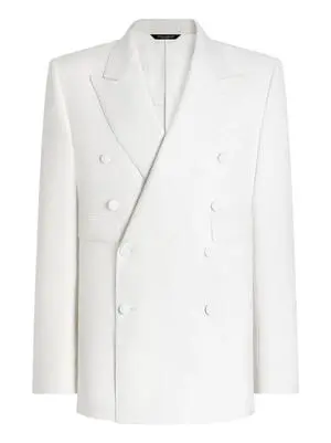 Dolce & Gabbana Double-breasted Sicilia Virgin Wool Jacket - White
