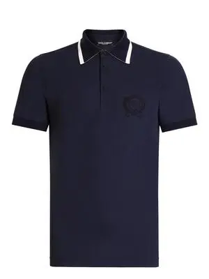 Dolce & Gabbana Technical Piqué Polo Shirt With Embroidery - Blue