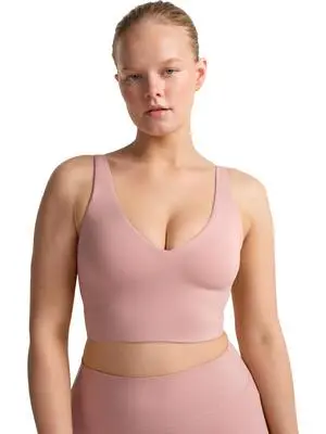 Nike Skims Matte V-neck Long-line Bra - Pink