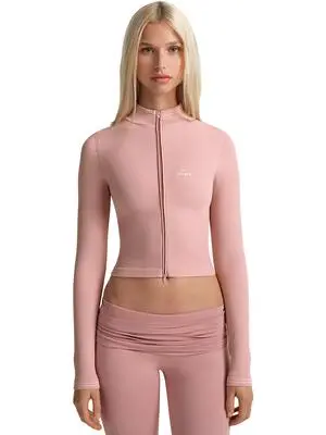 Nike Ribbed Seamless Cropped Full-zip Jacket - Pink
