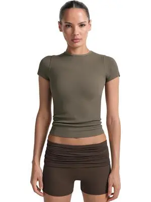 Nike Ribbed Seamless Short-sleeve Top - Brown