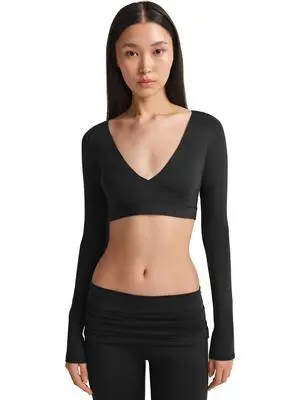 Nike Skims Matte Long-sleeve Wrap Top - Black
