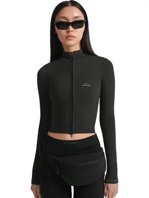 Nike Ribbed Seamless Cropped Full-zip Jacket - Black