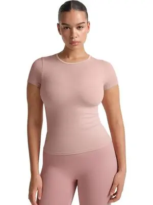 Nike Ribbed Seamless Short-sleeve Top - Pink