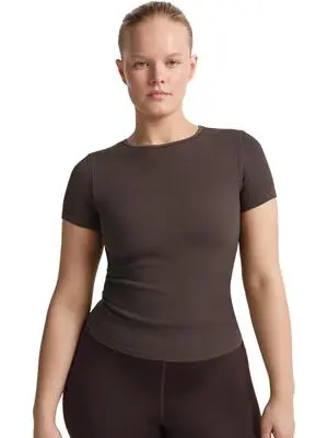 Nike Ribbed Seamless Short-sleeve Top - Brown