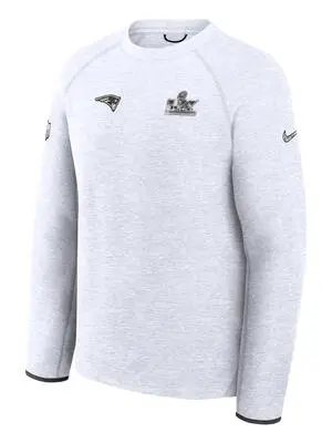 Nike New England Patriots Super Bowl Lx Opening Night Tech Fleece Nfl Pullover Crew - Grey