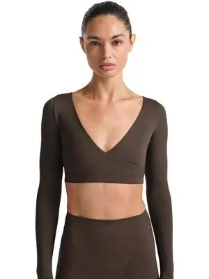 Nike Skims Matte Long-sleeve Wrap Top - Brown