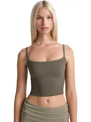 Nike Ribbed Seamless Cami Tank Top - Brown