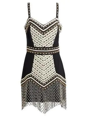 Elisabetta Franchi Crepe Flared Mini Dress - Black