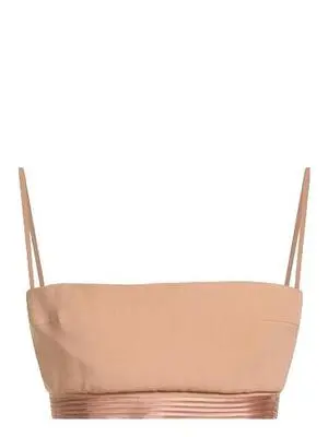 Elisabetta Franchi Crepe Crop Top With Lace And Satin Trims - Pink