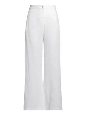 120% Lino Wide-leg Linen Pants - White