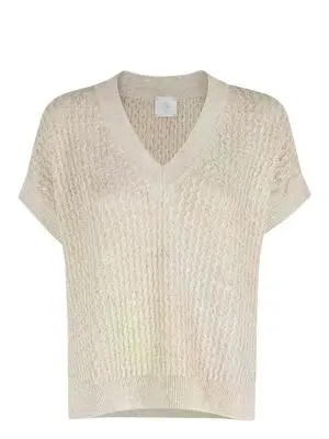 Eleventy V-neck Knit Top - Neutrals