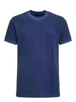 FAY Piqué Embroidered T-shirt - Blue