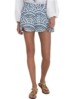 Greek Archaic Kori Geometric Print Shorts - White