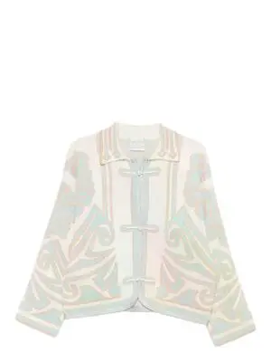 FORTE_FORTE Floral-print Collared Cardigan - Neutrals