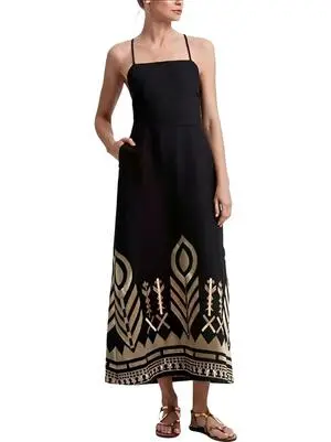 Greek Archaic Kori Cross-straps Maxi Dress - Black