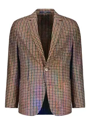 Fedeli Single-breasted Houndstooth Blazer - Brown