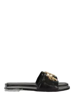 Tory Burch Eleanor T-logo Flat Sandals - Black