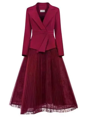 ARAFTU Pleated Blazer Dress - Red