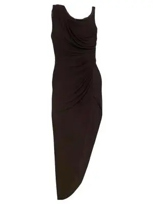 Elisabetta Franchi Asymmetric Hem Dress - Brown