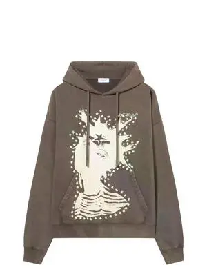 Off-White Graphic-print Drawstring Hoodie - Brown