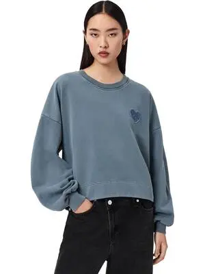 ALLSAINTS Oversized Crew Neck Sweatshirt - Flint Stone Blue