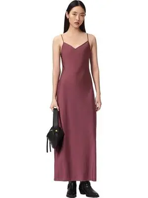 ALLSAINTS Bryony Maxi Slip Dress - Raspberry Pink