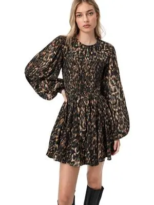 ALLSAINTS Chia Smocked Mini Dress - Brown