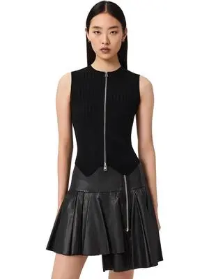 ALLSAINTS Cruz Zip Sleeveless Top - Black