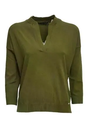 FAY Ribbed V-neck Sweater - Green