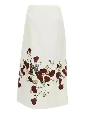 Khaite Floral-print Midi Skirt - Neutrals