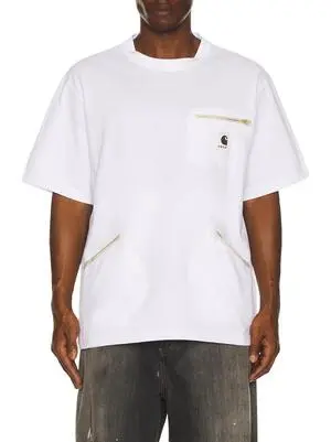Sacai X Carhartt Wip Cotton Jersey T-shirt - White