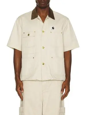 Sacai X Carhartt Wip Duck Shirt In Beige - Ivory