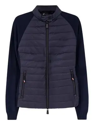 Moncler Padded Stretch Viscose Blend Cardigan - Blue