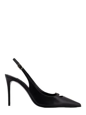 Dolce & Gabbana Leather Pumps With Metal Dg Logo - Black