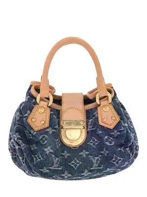 LOUIS VUITTON 2005 Denim Pleaty Monogram Tote Bag - Blue