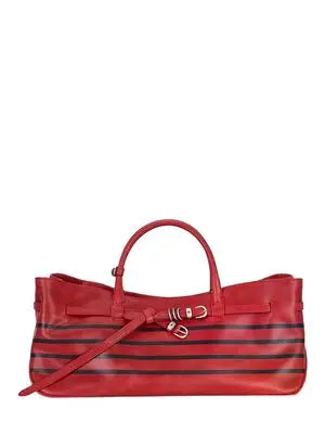MARGESHERWOOD Grandma Striped Leather Tote Bag - Red