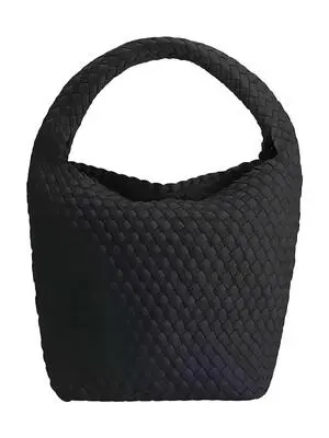 MARREA Woven Bucket Tote Bag - Black