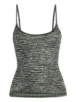Missoni Sequin-embellished Metallic Crochet-knit Camisole - Black