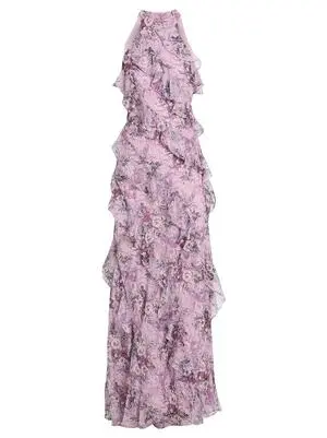 MIKAEL AGHAL Floral-print Ruffled Chiffon Maxi Dress - Lilac
