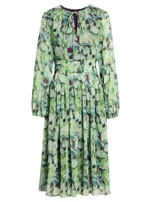 MIKAEL AGHAL Pleated Printed Georgette Midi Dress - Green
