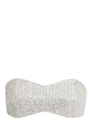 Michael Kors Crystalembellished Crepe Bra Top - Silver