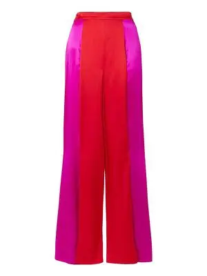 HALPERN Two-Tone Silk-Satin Wide-Leg Pants
